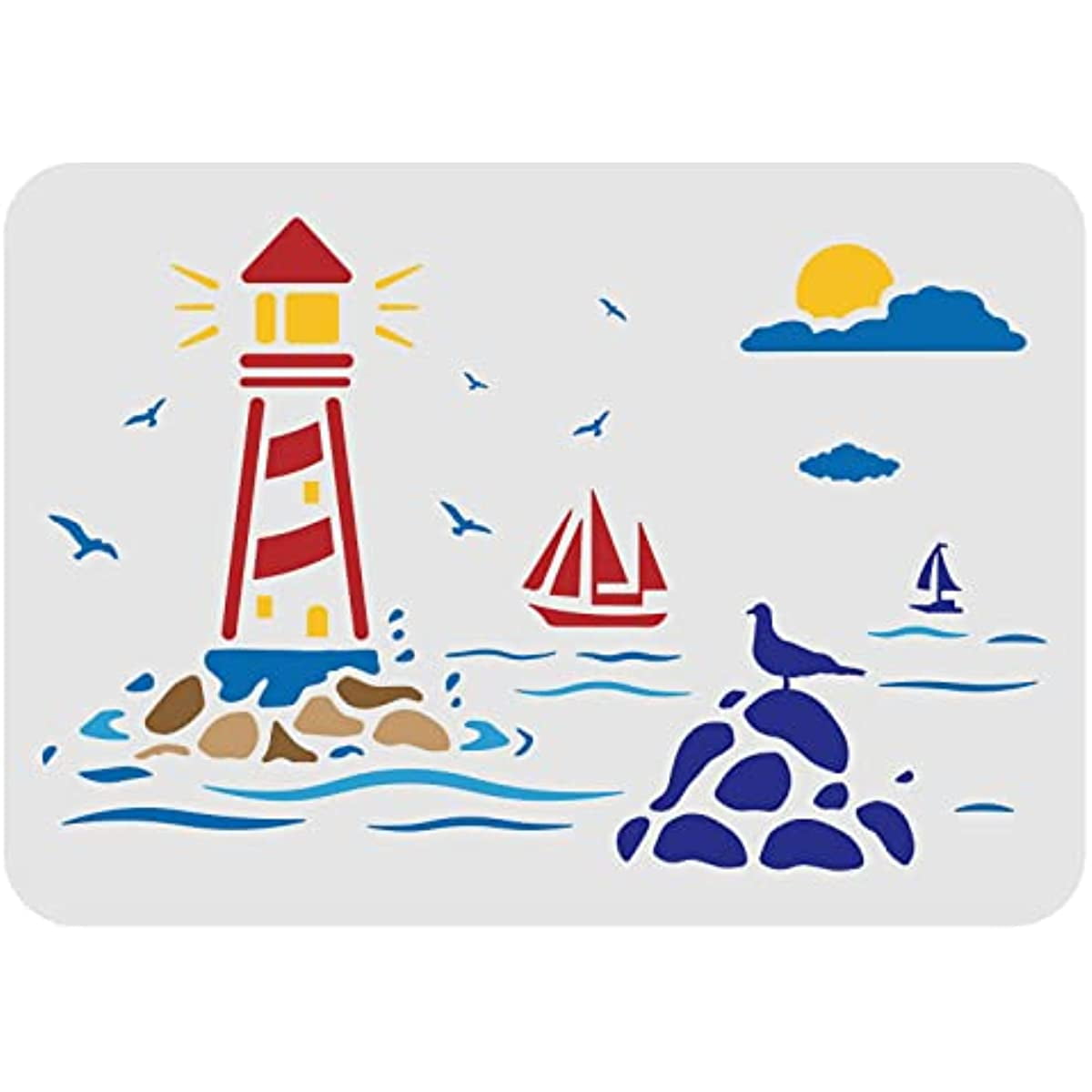 Ocean Lighthouse Painting Stencil in Large Sizes 11.6x8.3 inch Plastic ...