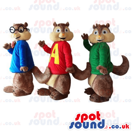 Popular Group Of Three Chipmunk Cartoon Character Plush SPOTSOUND ...