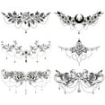 Chest Underboob Temporary Tattoos for Women Adult, 6 Pack Black Fake ...
