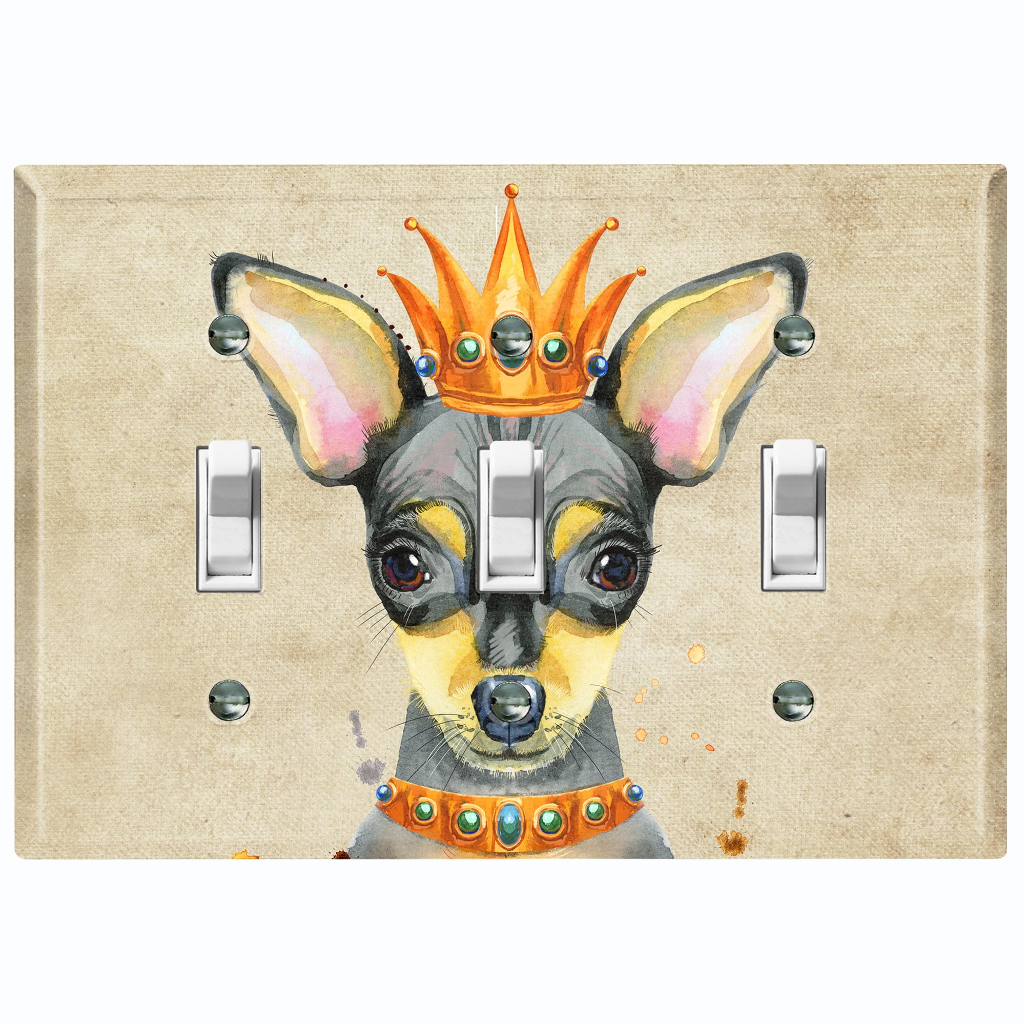Metal Light Switch Plate Cover Cute Chihuahua Queen Crown Outfit Beige ...