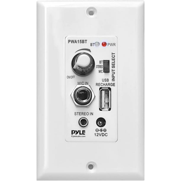 Pyle Wireless Receiver Wall Mount 100W In-Wall Audio Control Receiver W ...