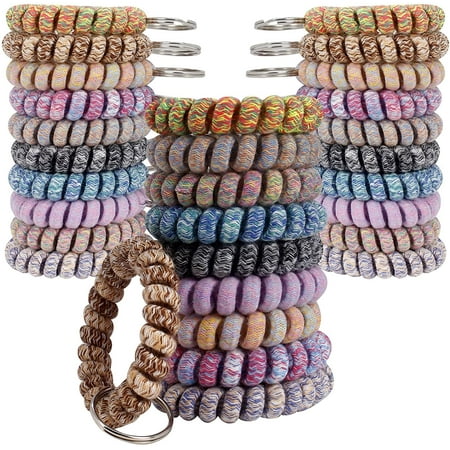 Dinohhi Pack of 30 Colorful Flexible Spiral Wrist Coil Keychain ...
