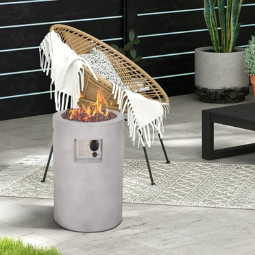 TerraFab Round Propane Fire Pit Outdoor Concrete Fire Table - Walmart.com