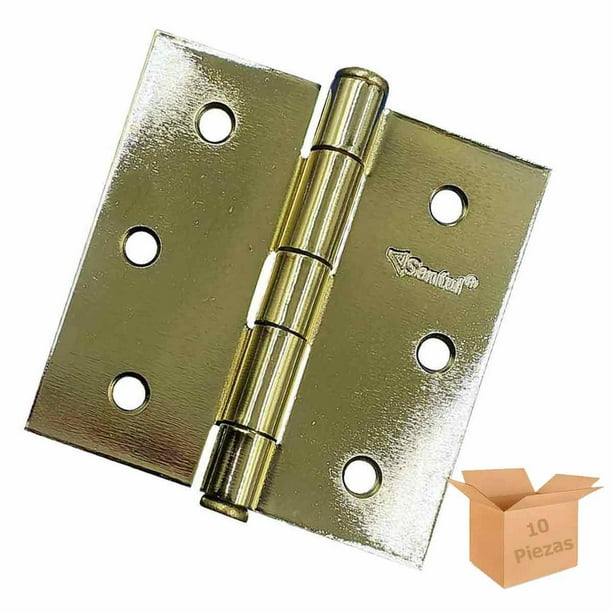 Bisagra Cuadrada Cabeza Plana Acero Latonado 3 x 3 10 Piezas Santul ...