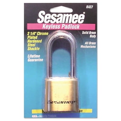 Sesamee Keyless Padlocks, 5/16 In Diam., 2 1/4 In L X 1 In W, Brass ...