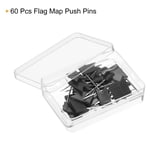 Uxcell Flag Map Push Pins Plastic Head Steel Point Pin Tacks, Black 60 ...