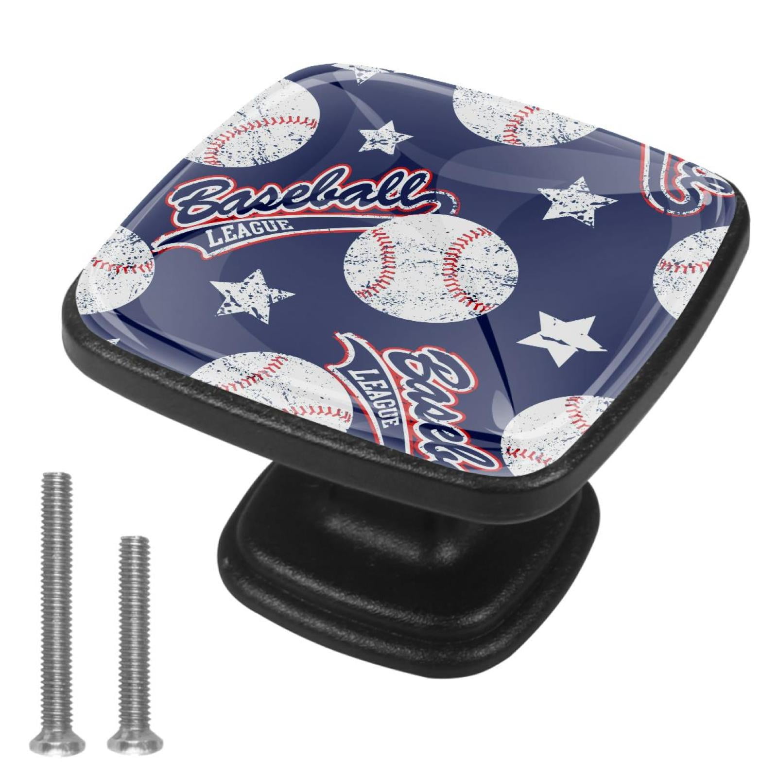 4 Pcs Cabinet Handle Drawer Pulls Baseball Knobs with Screws Square ...