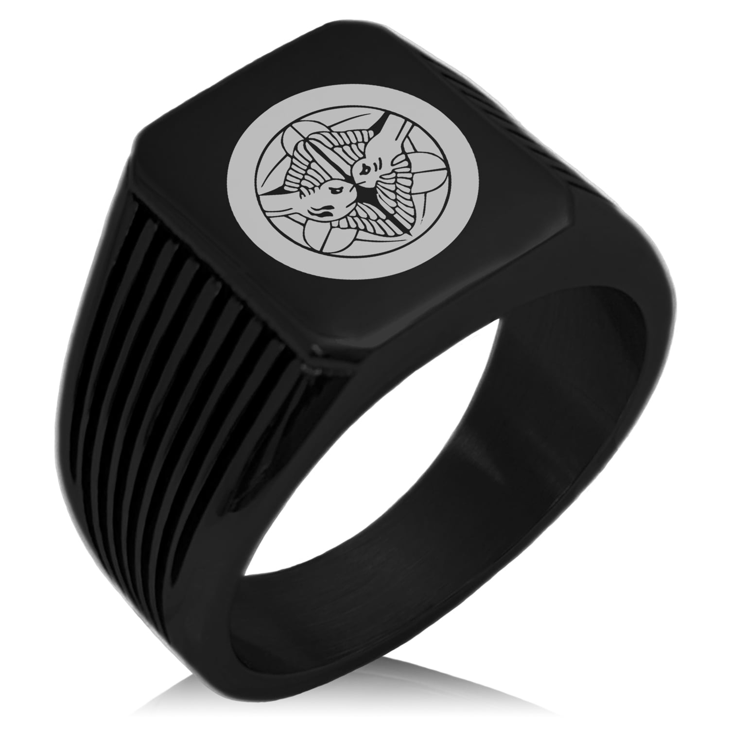 Stainless Steel Uesugi Samurai Crest Needle Stripe Pattern Biker Style ...