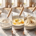 Bread Whisk Dough Beater with Wooden Handle, Stainless Steel Hand Whisk ...