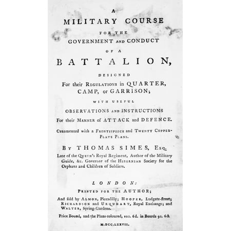 Military Text Book, 1777. /N'A Military Course.' Title Page Of A ...