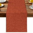 Brick Red Solid Dining Table Runner, Minimalist Cloth Rust Grain Linen ...