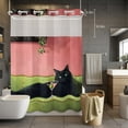 Black Cat No Hook Shower Curtain with Snap in Liner, Boho Lack Animal ...