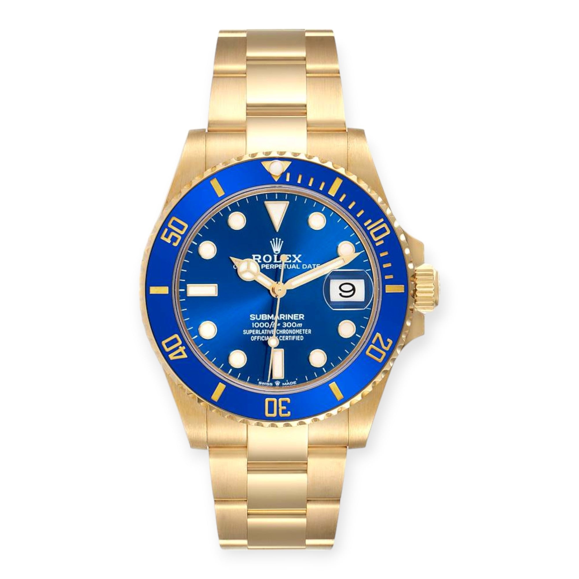 Pre-Owned Rolex Submariner 126618 Yellow Gold Blue Dial Bezel Mens ...