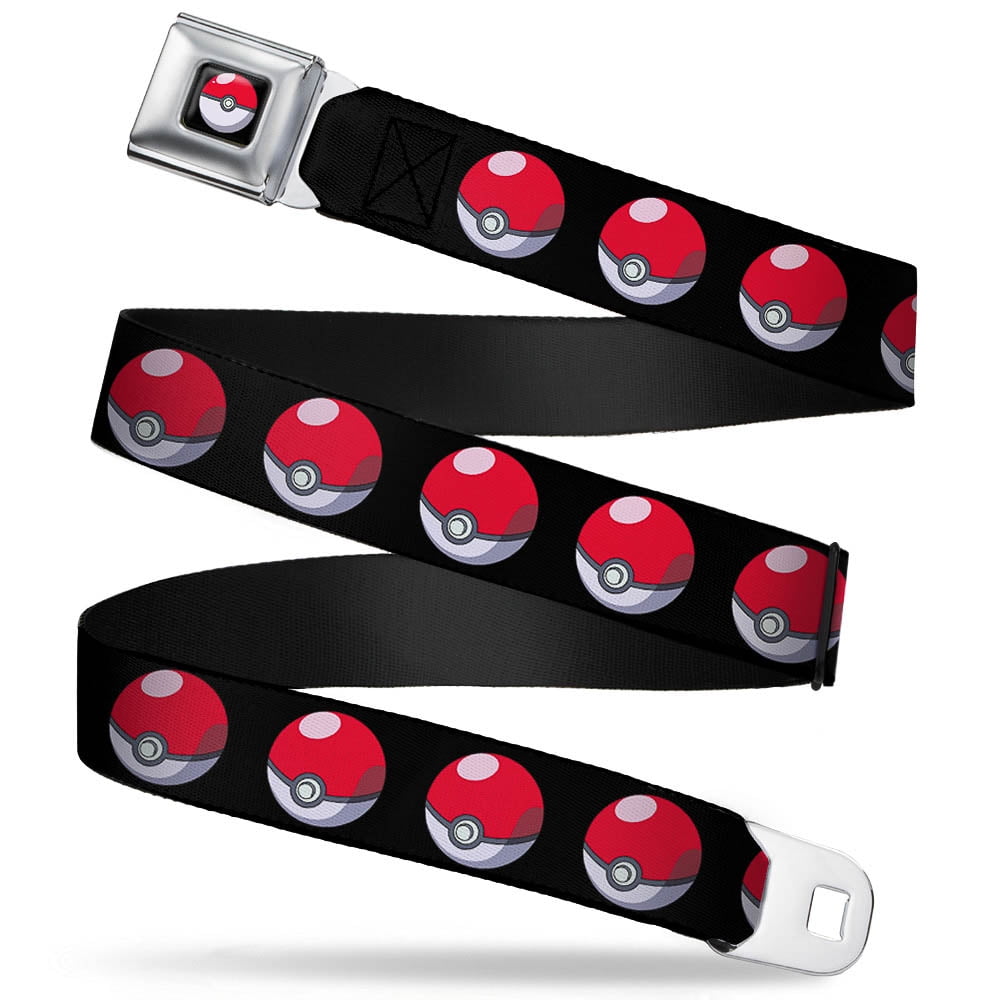 Poke Ball Full Color Black Poke Ball Repeat Black Webbing Seatbelt Belt ...