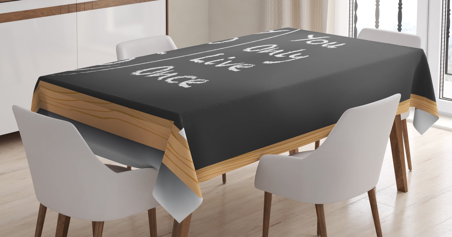 Ambesonne YOLO Tablecloth Rectangular Table Cover, Life Words on ...