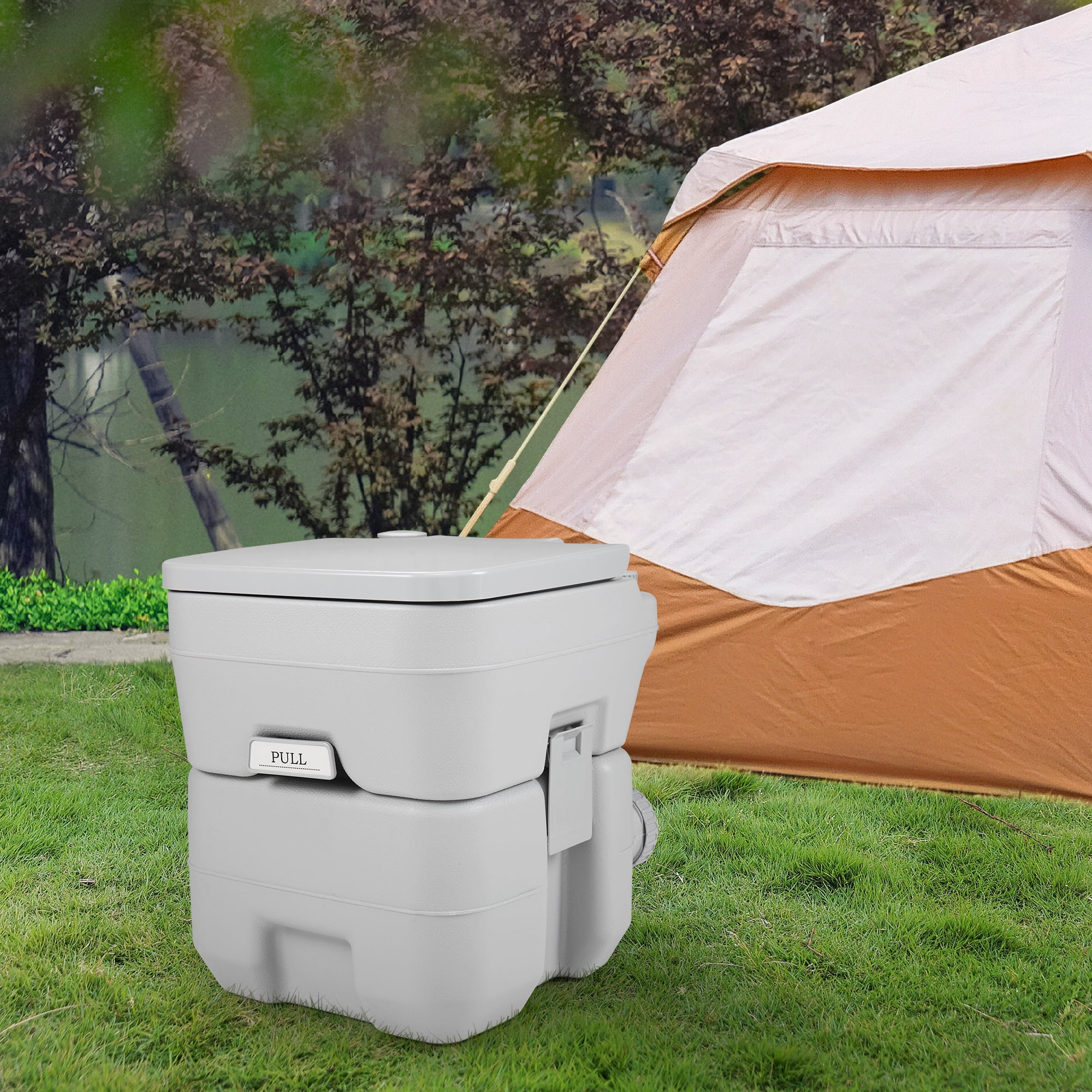 JAXPETY Portable Push-rod Toilet, 20L/5.28 Gallon Outdoor Commode with ...