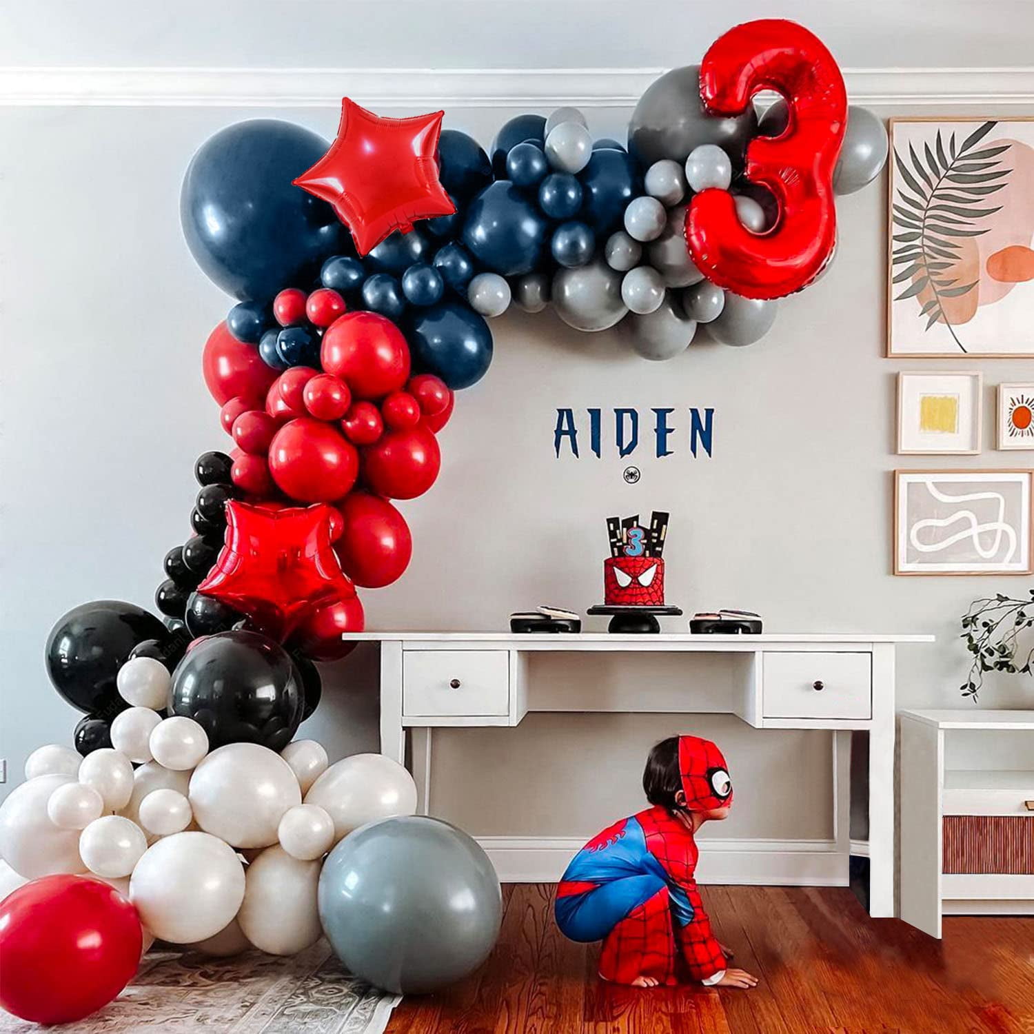 Beyondtrade 117pcs Blue Black Red Balloons Garland Arch Kit for ...