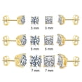 18K Gold Plated Round Princess Cut Clear Cubic Zirconia Stud Earring of ...