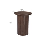 Round Solid Wood End Table Brown Pedestal Side Table Living Room ...