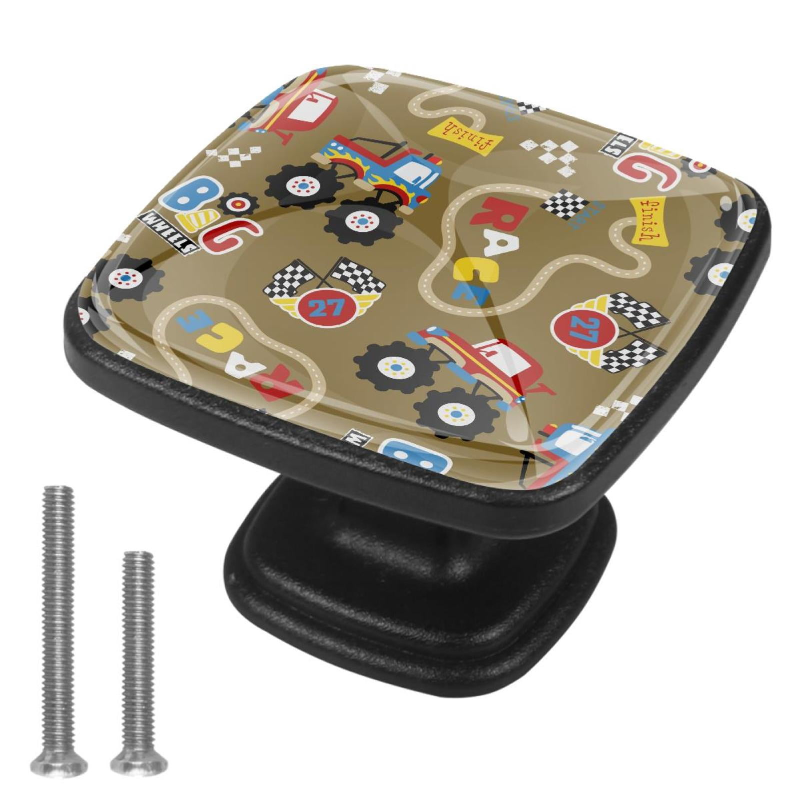 4 Pcs Cabinet Handle Drawer Pulls Truck Race Knobs with Screws Square ...