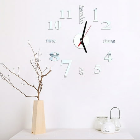 Mrosaa 3D Stick On Wall Clock DIY Modern Design Decal Stickers GYM Cafe ...