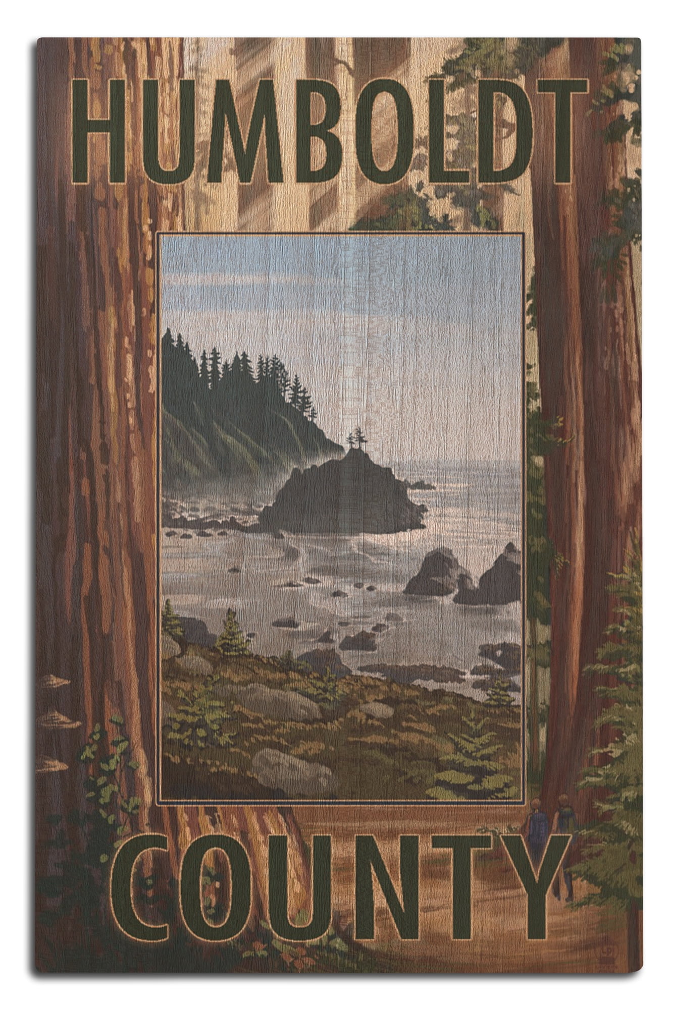 Humboldt County, California, Redwoods, Beach Inset Birch Wood Wall Sign ...