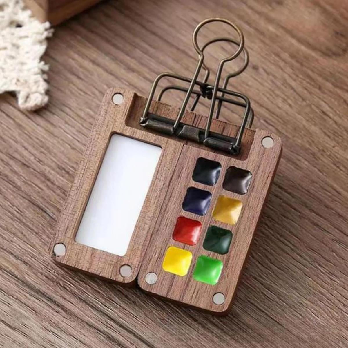 Paleta de acuarela portátil TANGJMXG de madera con tapa 8 rejillas ...