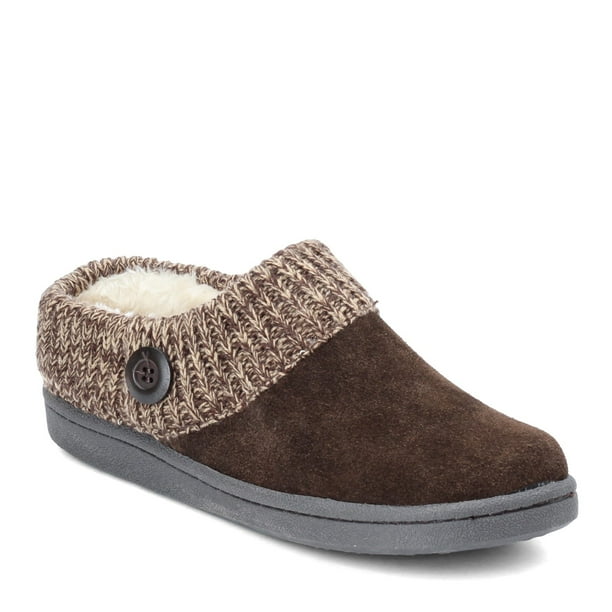 Clarks Womens Slipper Suede Leather Knitted Collar Clog Slippers ...