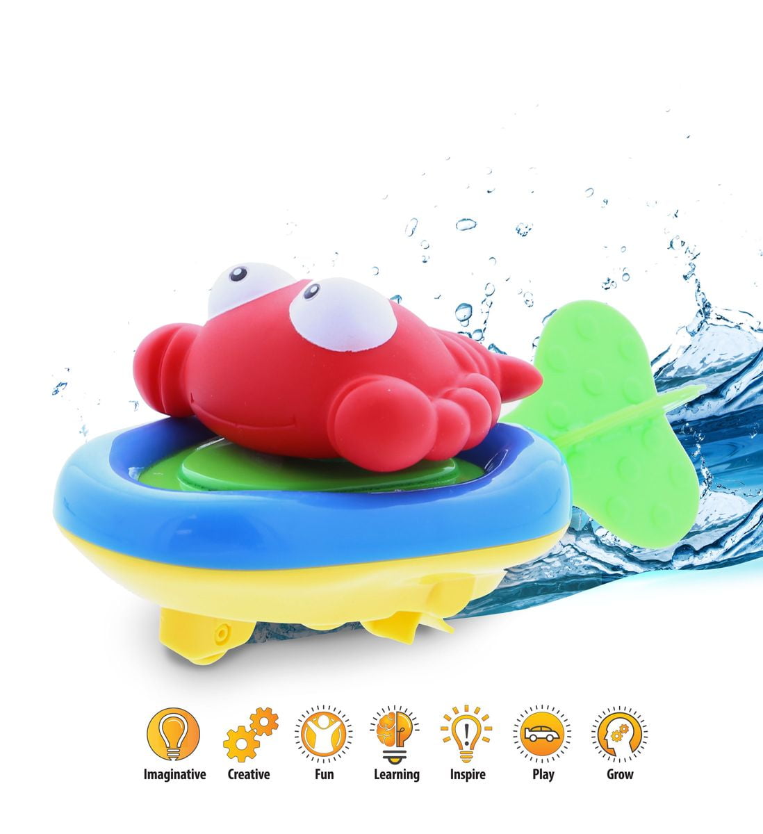 Boat Racer Buddy Pull n Go Floating Bath Toy 6" for Baby Toddler ? Red ...