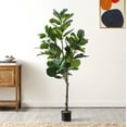 SAFAVIEH Faux Multi Branch Fiddle Leaf Fig 72" Potted Tree, Green ...