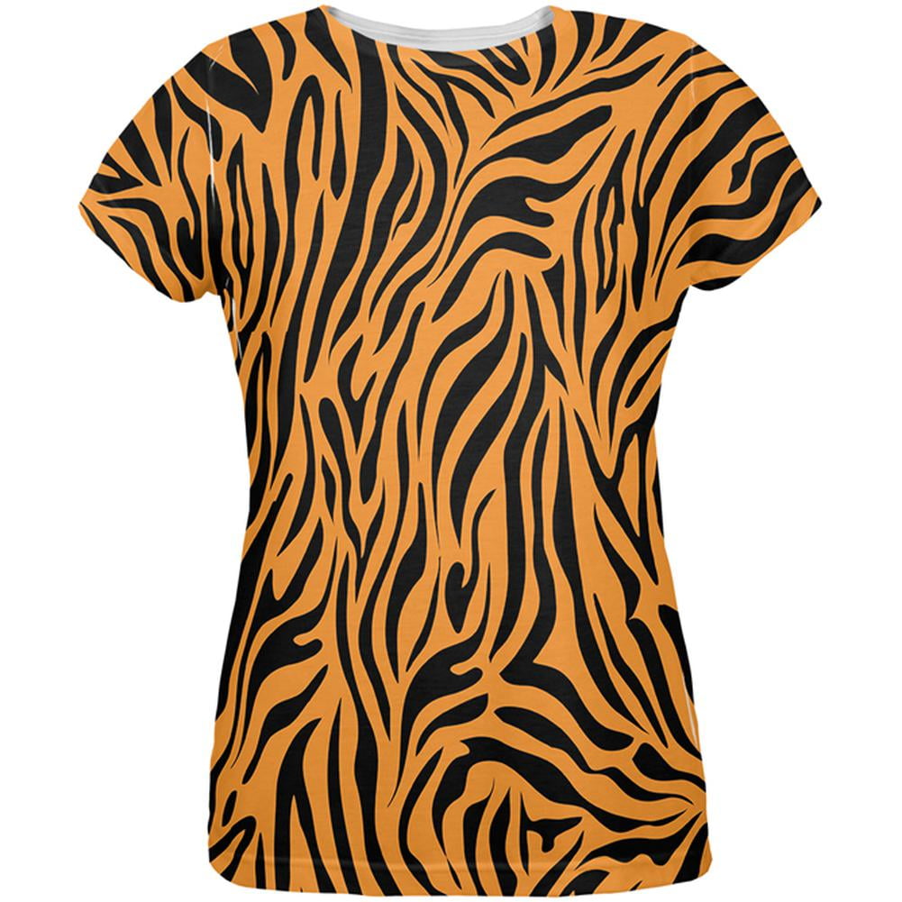 Zebra Print Orange All Over Womens T-Shirt - X-Large - Walmart.com