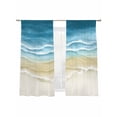 Coastal Ocean Wave Water Ripple Sheer Curtains 2 Panels Set Blue Brown ...