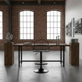 TENGDA Drawe Adjustable Barstool Black Wood and Metal Swivel Bar Stool ...