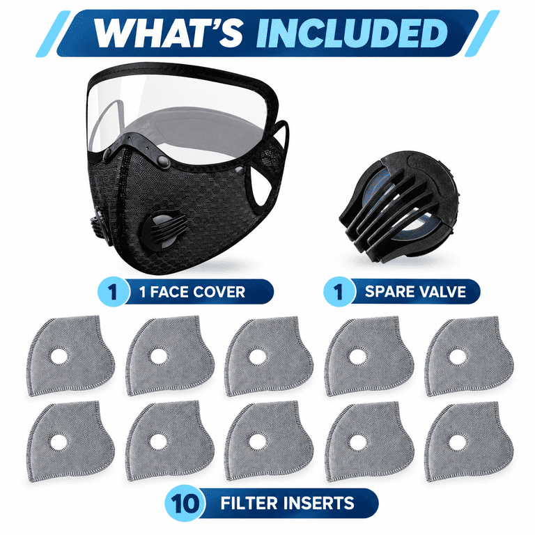 Reusable Carbon Filter Dust Mask with Adjustable Goggles, 5-Layer ...