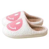 PacificPlex Adults Plush Smiley Face House Slippers, Warm, Non-Slip ...