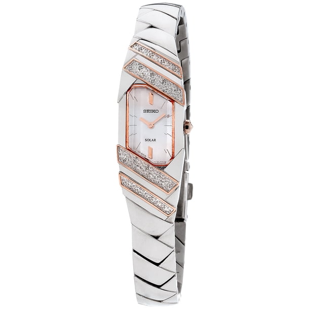 Seiko - Seiko Women's SUP332 Stainless Steel and Diamond Solar Watch ...