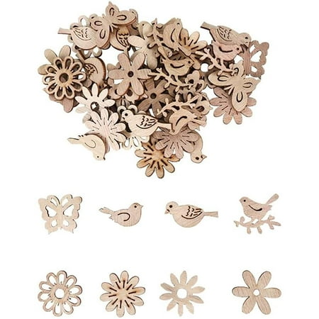 Natural Wood Chip DIY Christmas Tree Decoration, Christmas Cartoon ...