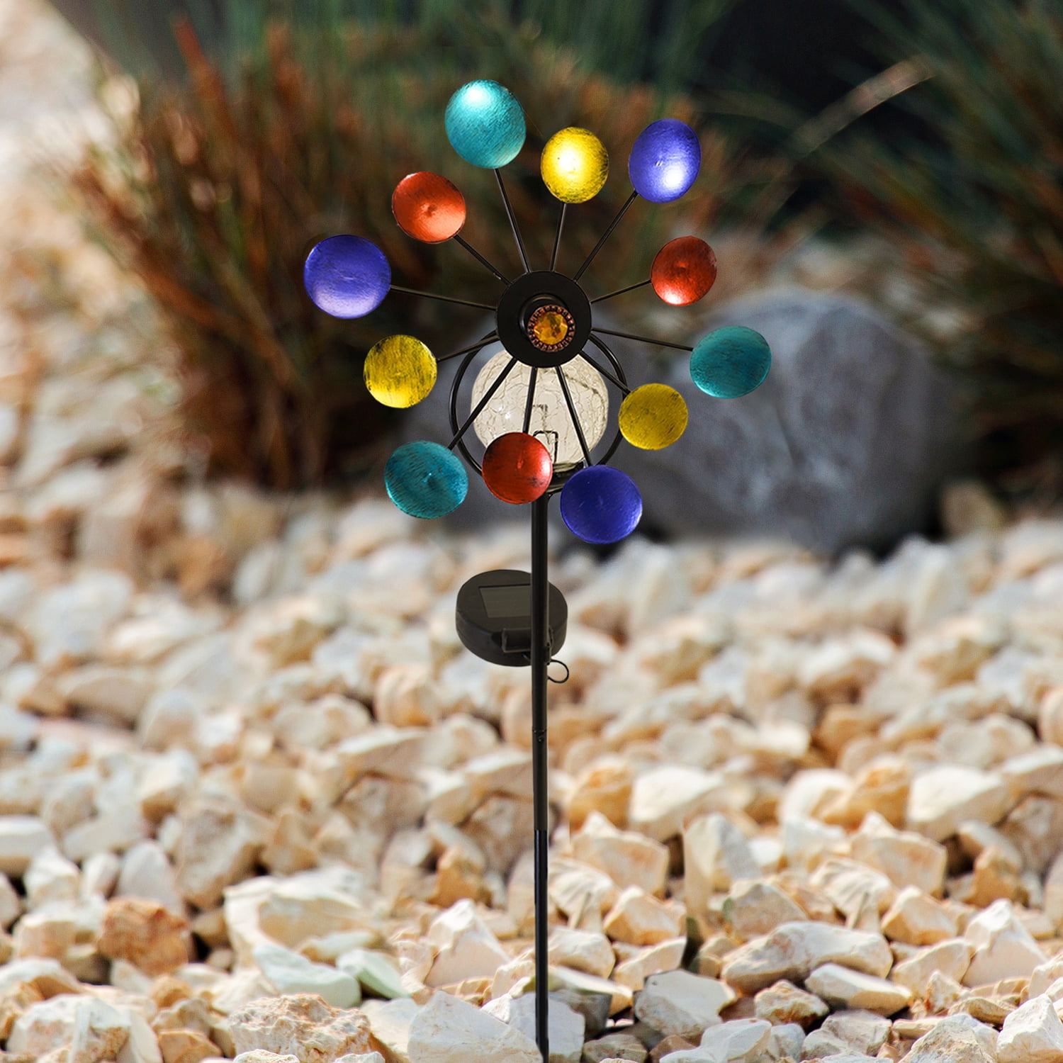 Solar Powered LED Garden Pinwheel Stake Light - WHIRLWIND - Walmart.com