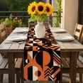 Abstract Geometric Dining Table Runner, Orange Bold Shapes Graphic ...