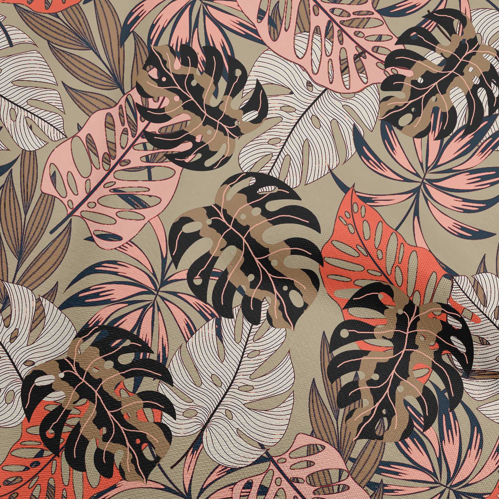 oneOone Viscose Chiffon Dusty Gray Fabric Tropical Leaf Diy Clothing ...