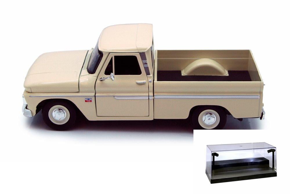 Diecast Car w/LED Display Case - 1966 Chevy C10 Pickup Truck, Cream ...
