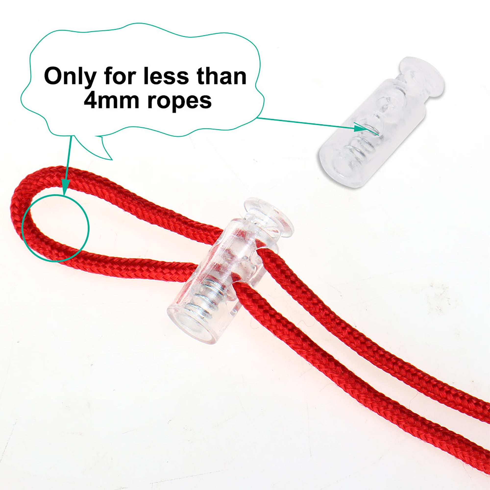 100pcs Spring Cord Locks Plastic End Clip Stoppers Fastener Double ...