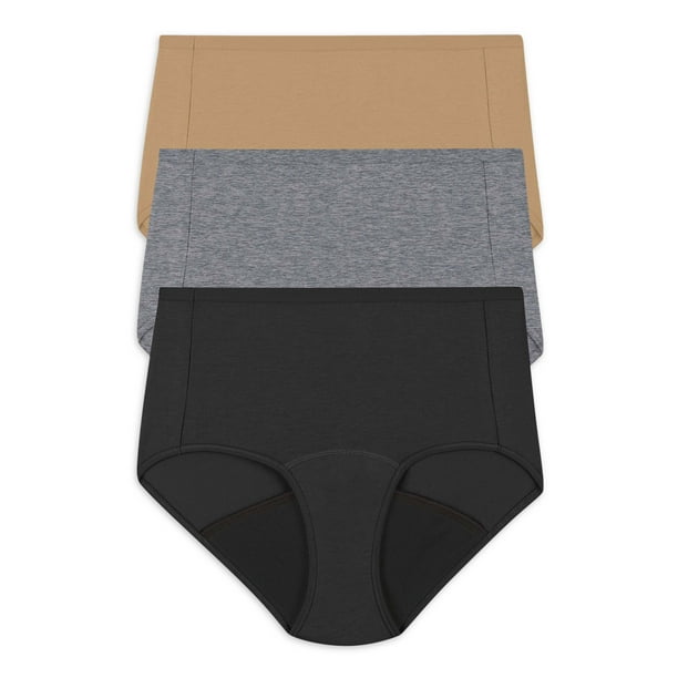 Hanes Women's Comfort Period, Moderate Protection Brief Underwear, 3 ...