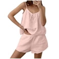 Costeam Womens Silk Texture Suspender Two Piece Pajama Set Smooth ...