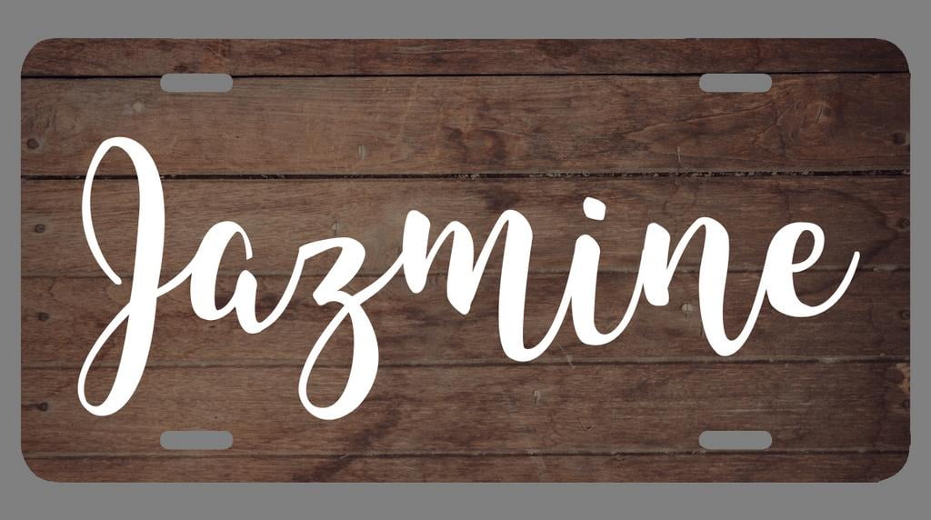 Jazmine Name Wood Style License Plate Tag Vanity Novelty Metal | UV ...