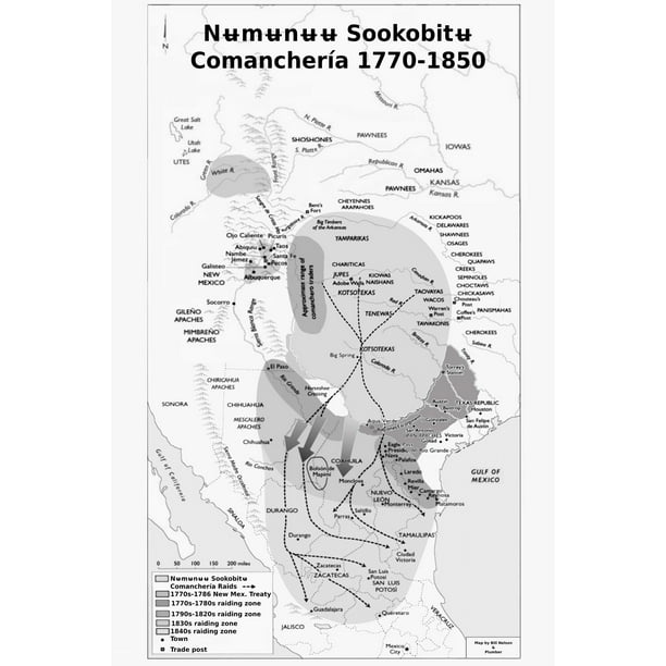 24x36 gallery poster, Map of Comancheria 1770-1850, Comanche, Native ...