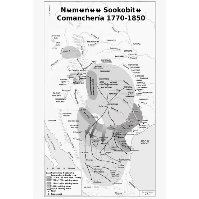 24x36 gallery poster, Map of Comancheria 1770-1850, Comanche, Native ...