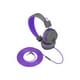 JLab Audio Neon On Ear Headphones with Universal Mic - Gray / Purple ...