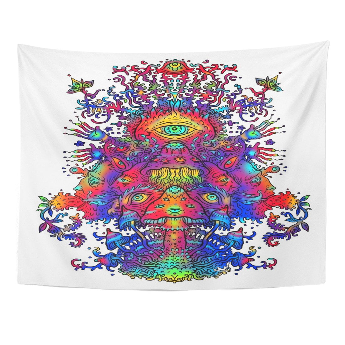 ZEALGNED Blue Psychadelic Mushroom Dance Abstract Acid Agaric Wall Art ...
