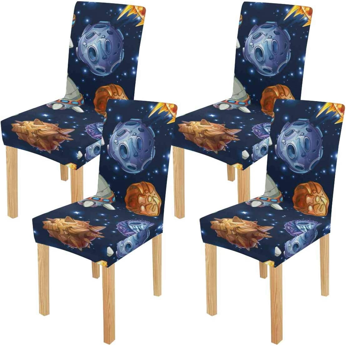 ZHANZZK Comic Space Planets Spaceships Rocket Stretch Chair Cover ...